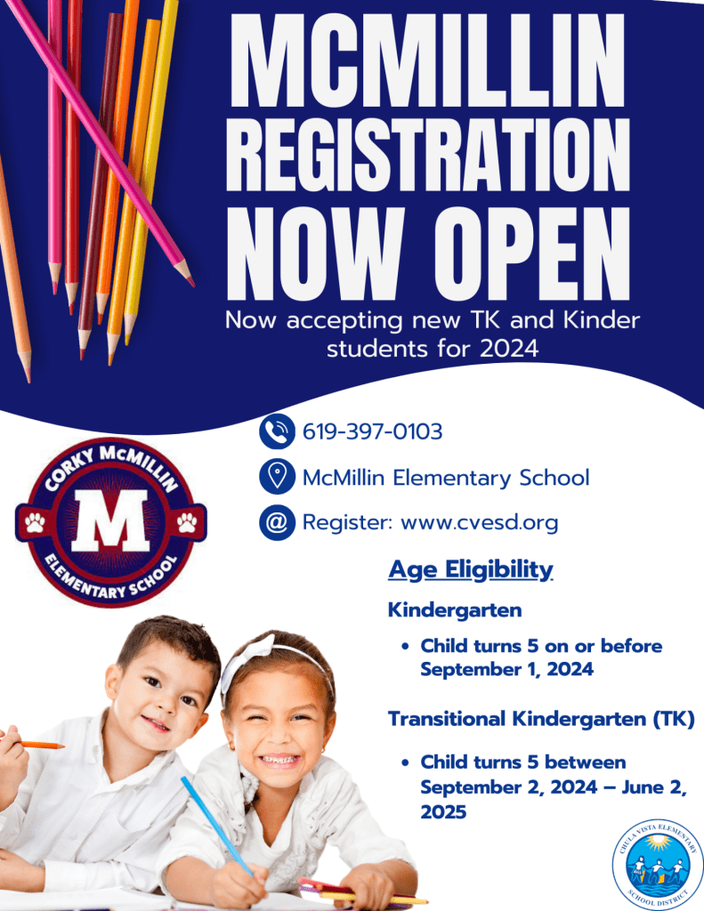 Blue Wave and Children School Registration Flyer – McMillin Elementary ...